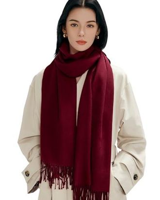 Maamgic Foulard Echarpe xxl echarpe printemps Femme Homme 200 * 70CM Hiver Touch&eacute; Soyeux Multi-Couleur El&eacute;gant Ch&acirc;le Doux pour Mariage Party Soiree, Bordeaux/