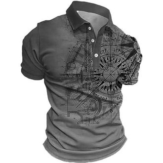 Generic Polo pour homme - D&eacute;contract&eacute; - Imprim&eacute; - Manches courtes - Pour le travail quotidien et les excursions - Confortable et polyvalent - Convient pour le