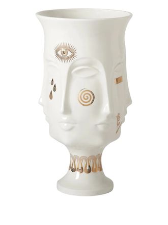 Jonathan Adler vase &agrave; motif visage (39 cm) - Blanc