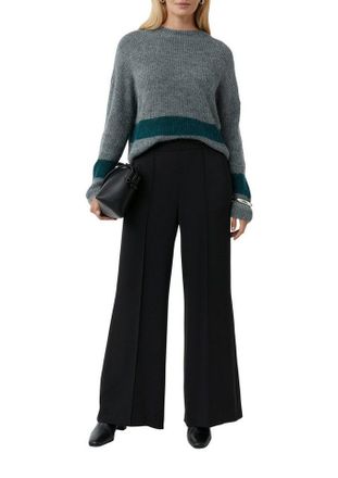 Comma Strickpullover Unifarben mit L&auml;ngstreifen