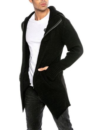 Red Bridge Cardigan mit asymmetrischem Rei&szlig;verschluss und Kapuze Longstrickjacke im asymmetrischen Design