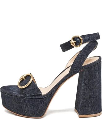 Gianvito Rossi Pre-owned Plateau-Sandalen aus Denim 120mm - Blau