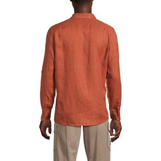 Lands End Leinenhemd mit Roll&auml;rmeln, Herren, Gr&ouml;&szlig;e:48-50 regular, Braun, Leinen, by Lands End