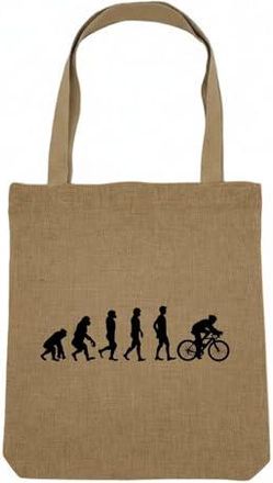 Fabulous Sac Shopping Tote Bag Aspect Lin - Evolution V&eacute;lo Cycliste Course Route - Sac de Courses Toile Epaisse 360g Beige Naturel Cabas Port&eacute; Epaule Solide Im