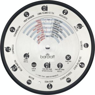 Bar Craft BarCraft Cocktail-Kompass, mit 12 Rezepten, Edelstahl, Schwarz-Weiß, 14 cm