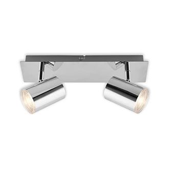 Briloner Leuchten - Deckenspot, Badleuchte, Badlampe, Deckenleuchte, Strahler dreh- und schwenkbar, 2x LED/GU10, IP44, Chrom, 290x99x112mm (LxBxH), 2731-028, S