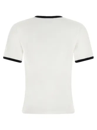 Courr&egrave;ges Logo-Embroidered Contrast-Trim T-shirt - White
