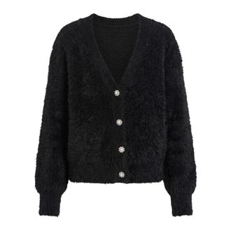 Guess Gabrielle V-Neck Cardigan - - Knitwear - Damen - Schwarzk - L