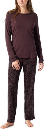 Schiesser Damen Schlafanzug Lang 1 Pyjamaset, Burgund-gem, 40