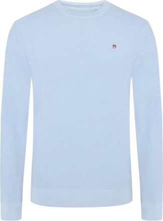 GANT Rundhalspullover mit Bio-Baumwolle und kleiner Flag-Stickerei in