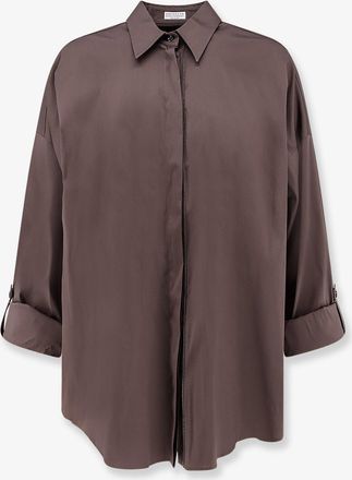 Brunello Cucinelli Cotton blend shirt with Shiny Trim - BRUNELLO CUCINELLI - gender_Woman