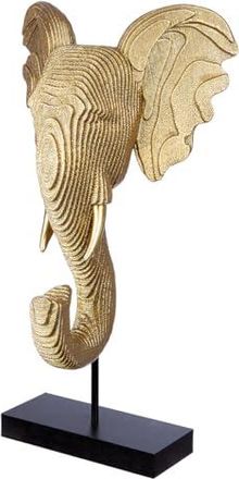 Gilde Deko große Figur Elefant Skulptur XL - Elefantenfigur Dekofigur aus Kunstharz Farbe: Gold Schwarz - Dekoration Wohnzimmer Geschenk Höhe 46 cm