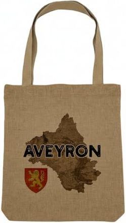 Fabulous Sac Shopping Tote Bag Aspect Lin - Aveyron 12 D&eacute;partement Millaux Carte Ancienne Occitanie - Sac de Courses Toile Epaisse 360g Beige Naturel Cabas Por