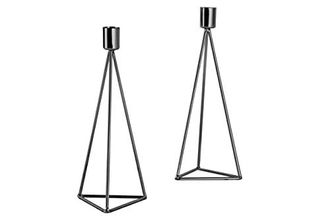 Echtwerk Set de 2 Bougies Chauffe-Plat/Porte-Bougies Modern Big, &eacute;dition Noire, Design g&eacute;om&eacute;trique, bougeoir votif pour Le Salon/la Table &agrave; Manger, 9,5 x 9,5 x