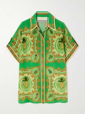 Alemais Chemisier En Cr&ecirc;pe De Chine De Soie Imprim&eacute; La Musica - Vert