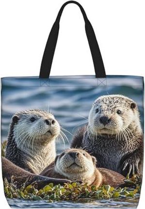 Generic Loutres De Mer Sac Cabas L&eacute;ger Sacs De Courses D&eacute;contract&eacute; Sac A Main Femmes Pour Quotidienne Gym Plage