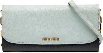 Miu Miu Hobo Bags - Bicolor Goatskin Madras Wallet on Chain - Gr. unisize - in Blau - f&uuml;r Damen