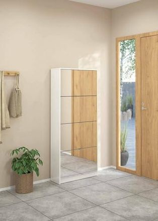 Dmora Meuble &agrave; Chaussures Bliss, Meuble &agrave; Chaussures, Armoire dentr&eacute;e Polyvalente, Rangement pour Chaussures, 70x24 h162 cm, Blanc