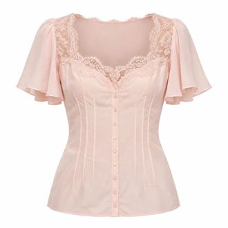 Dolce & Gabbana Seidenbluse mit Spitzendetails - - Blouses & Shirts - Damen - Rosa - M