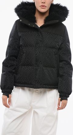 Yves Salomon Monogram-Skijacke mit Pelz Yves Salomon