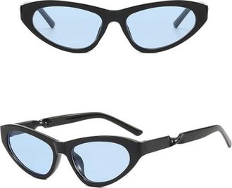 Generic Lunettes de soleil en forme doeil de chat pour homme et femme - Lunettes de soleil Hip Hop pour femmes - Noir et bleu 2026