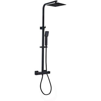 Badplaats Badplaats - Duschset Levu Duschsystem Duscharmatur mat Schwarz Regendusche k