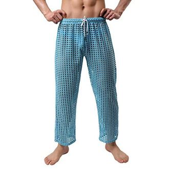 Generic Hommes Mode Hommes Int&eacute;ressant Creux Pantalon en Maille Pantalons Mode Loisirs, bleu, S