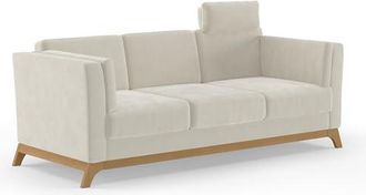 Cavadore Cavadore 3er-Sofa Vida / 3-Sitzer Couch im trendigen Design mit massivem Holzrahmen in Eiche, Kopfstütze mit Kuschelkissen / 213 x 84 x 93 / Mikrofase