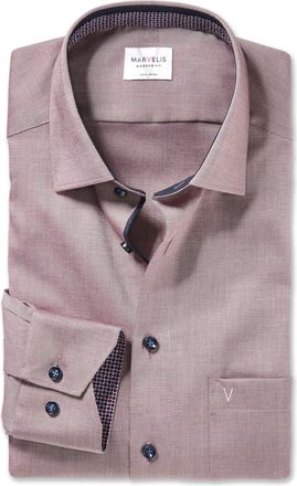 Marvelis Herren Oberhemd Langarm Dern-Fit,Twill,13 New Kent,dunkelrot 39,44