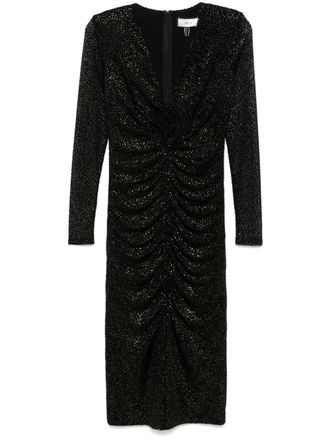 Nissa robe mi-longue en tulle &agrave; pois - Noir