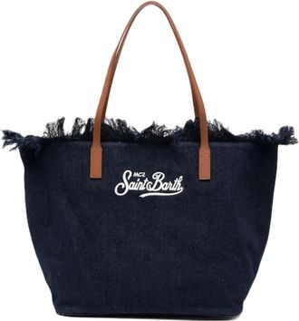 MC2 Saint Barth Femme, Sacs, Bleu, Taille: ONE Size City Bag Sac &Eacute;paule avec Franges