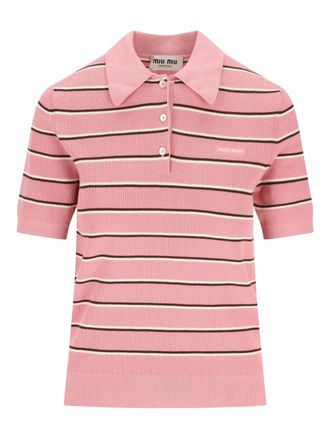 Miu Miu striped-pattern polo top - Rose