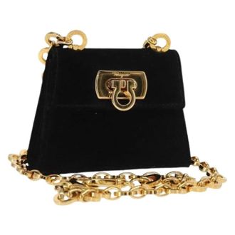 Ferragamo Pre-owned Wildleder Schultertasche - - Pre-owned - Damen - Schwarzk - ONE SIZE