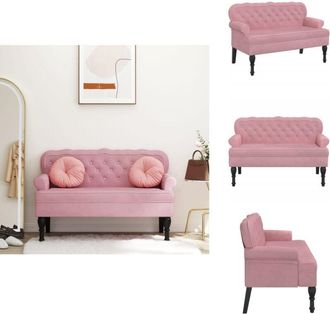 vidaXL Sitzbank mit Rückenlehne Rosa 119,5x64,5x75 cm Samt - Bank - Bänke - Sitzbank - Innenbank