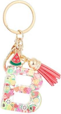 Generic Porte-cl&eacute;s en r&eacute;sine avec 26 lettres et pampille past&egrave;que Sifflet cr&eacute;atif Dragonne, b, taille unique