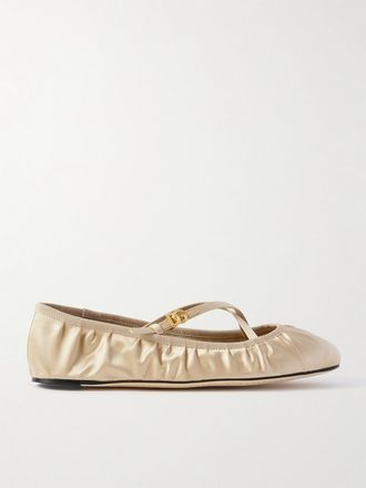 Dolce & Gabbana Mary-jane-ballerinas Aus Satin Mit Raffungen - Creme