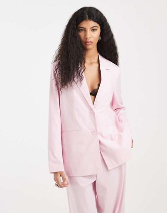 Pieces Blazer densemble oversize et ajust&eacute; - Rose