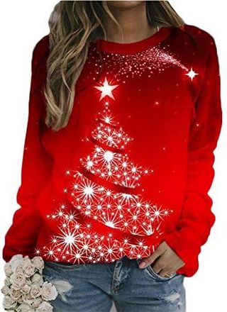 Onsoyours Pull 3D Femme Pull De Noël Col Rond Pull Imprimé Sweat Col Rond Manches Longues Pull Chemise Chemisier Sport Décontracté Hauts Hauts MODÈLE 5 M