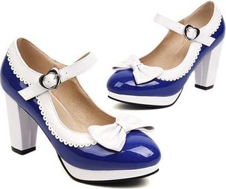 Generic Escarpins Talons Hauts pour Femme Confortable Femmes légantes Bloc de Talon Style rétro Bout fermé Chaussures soirée Mariage Club