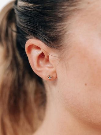 Anzie 14kt Evil Eye Gelbgoldohrring mit T&uuml;rkis