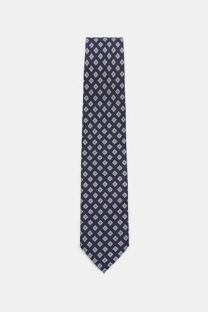 Bigi Cravatte Milano Herren - Seidenkrawatte Nilo navy/hellblau/wei&szlig; gemustert