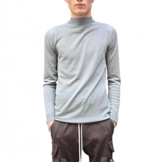 Rick Owens Homme, Pulls, Bleu, Taille: M Pull Col Montant