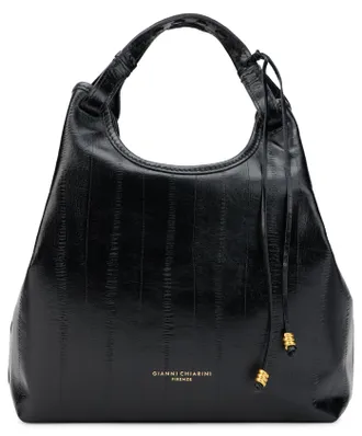 Gianni Chiarini Womens Hobo Shoulder Bag Black Calfskin Handbags Hand
