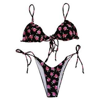 Generic 2026 - Robe boh&egrave;me pour femme avec bretelles, rembourr&eacute;e, maillot de bain 2 pi&egrave;ces, maillot de bain tankini, Noir, M