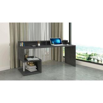 Dmora Schreibtisch Serafino, linearer Schreibtisch mit Ablagef&auml;chern, Mehrzweck-B&uuml;roschreibtisch mit Platte, 180x60h93 cm, Schiefer, mit verst&auml;rkter