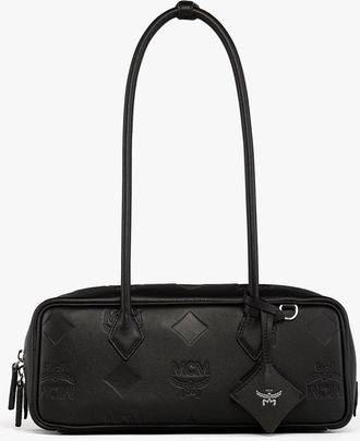 MCM Aren East-West Schultertasche aus Leder mit Maxi-Monogramm