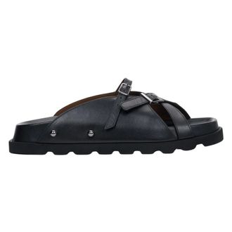 Estro & Luminara Femme, Chaussures, Noir, Taille: 37 EU Sandales Slides en Cuir