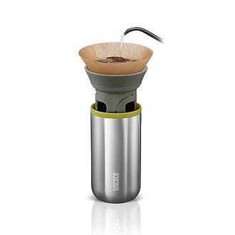 Wacaco Cuppamoka POUR OVER ON THE GO-Cafetière, 2 in 1 Mug Isotherme Cafe, Machine a Cafe Portable avec 10PCS Filtres à café, Twist-Design, Acier inoxydable 
