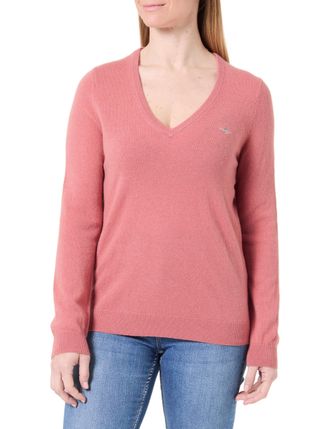 GANT Damen Extrafine Lambswool Blend V-Neck Pullover, Faded Brick, 3XL