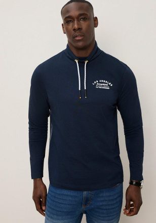 Kangaroos Langarmshirt mit hoch geschlossenem Ausschnitt und Kordelzug, normale Passfor